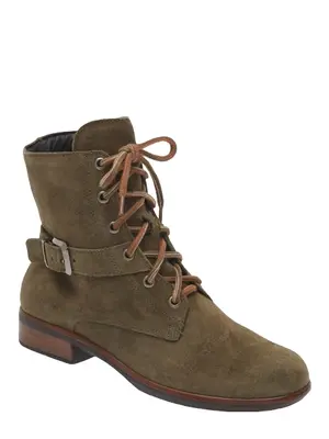 Naot Naot Alize Zip Combat Boots Oily Olive Suede