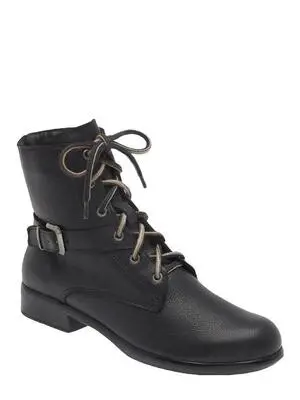 Naot Alize Zip Combat Boots - Soft Black Leather