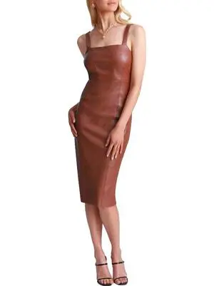 AVEC LES FILLES Faux-Leather Sheath Dress