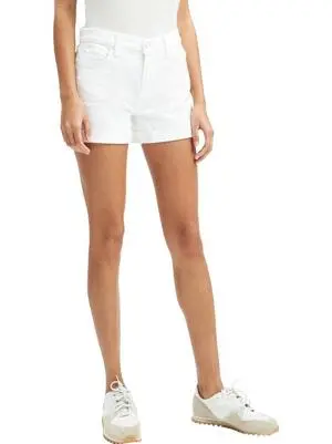 7 For All Mankind Midroll Stretch Denim Shorts Broken Twill White