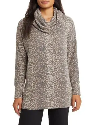 Loveappella Cowl Neck Tunic - Gray/charcoal