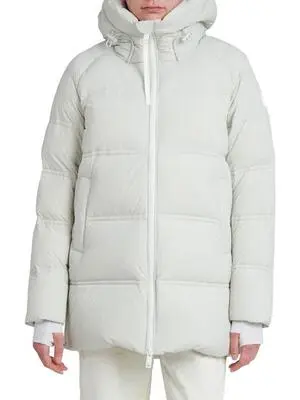 THE RECYCLED PLANET COMPANY Orva Water Resistant Hooded Down Puffer Jacket - Ice
