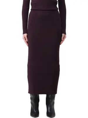 Alexander McQueen Alexander Mcqueen Ribbed Wool Blend Pencil Skirt Red Purple