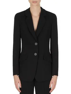 Emporio Armani Barathea Stretch Wool Blazer - Solid Black