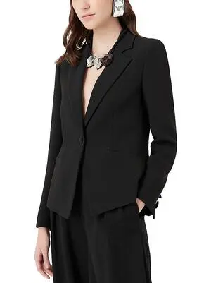 Emporio Armani Cady Crepe Blazer - Solid Black