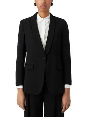 Emporio Armani Enver Satin Shawl Lapel Blazer - Solid Black