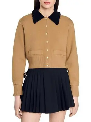 Sandro Etienne Collared Sweater Camel