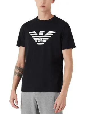 Emporio Armani Essential Pima Cotton Logo Graphic Tee - Navy Blue