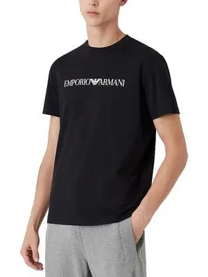 Emporio Armani Essential Pima Cotton Logo Graphic Tee - Navy Blue