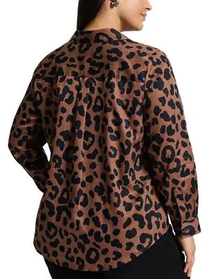 Foxcroft Charlie Cheetah Long Sleeve Shirt - Macchiato/black