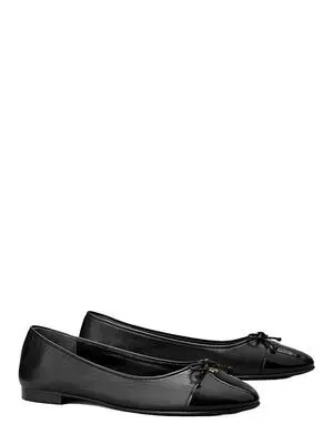 Tory Burch Bow Logo Ballet Flats - Perfect Black