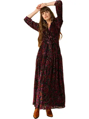 Hale Bob Heloise Velvet Burnout Maxi Dress - Pink