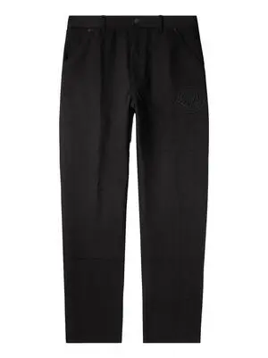 Moncler Straight-leg Logo-embroidered Cotton-canvas Trousers - Black