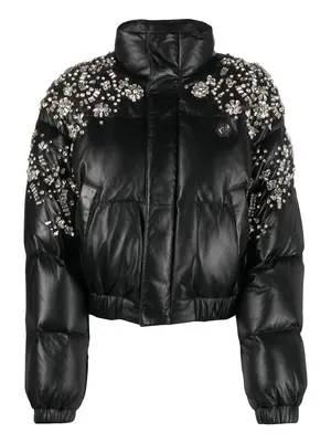 Philipp Plein Crystal-embellished Puffer Jacket - Black