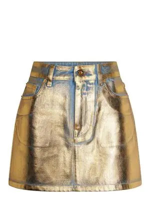 Rabanne Metallic Denim Miniskirt - Gold