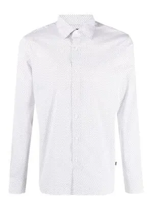 Michael Kors Ls Spread Mosaic Star Stretch-cotton Shirt - White