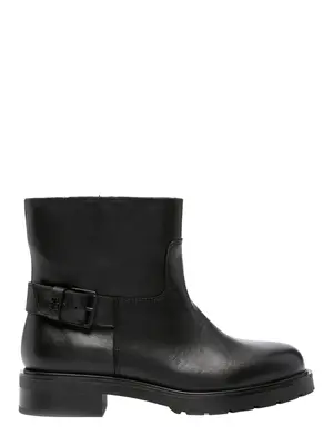 Tommy Hilfiger Almond-toe Leather Ankle Boots - Black