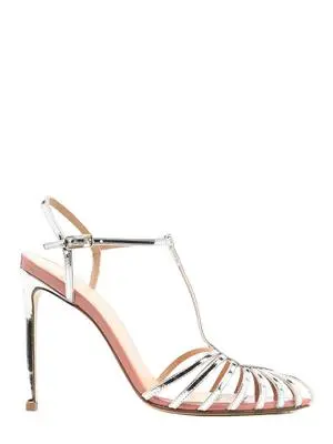 FRANCESCO RUSSO 105mm Metallic Patent-leather Sandals - Silver