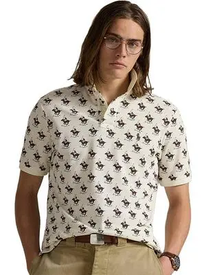 Ralph Lauren Classic Fit Equestrian Mesh Polo Shirt - Pale Cream