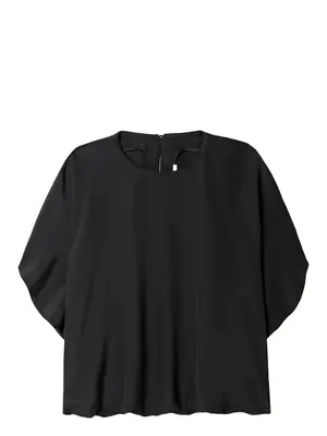 FFORME Kaia Draped Cape-effect Silk-crepe Top - Black