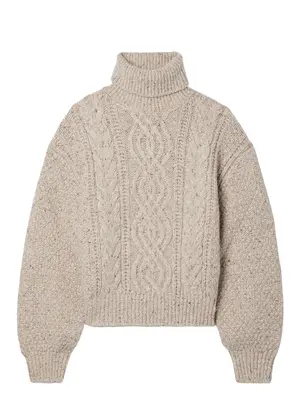 Loro Piana Cable-knit Wool And Cashmere-blend Turtleneck Sweater - Neutrals