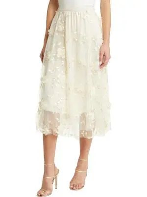 NIKKI LUND NIKKI LUND Audra Floral Appliqué Maxi Skirt Cream