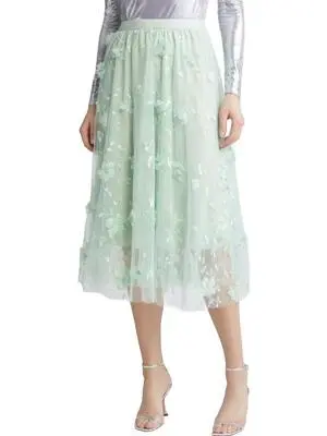 NIKKI LUND Audra Floral Appliqué Maxi Skirt - Green