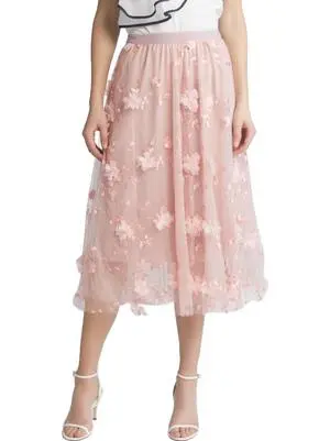 NIKKI LUND Audra Floral Appliqué Maxi Skirt - Pink