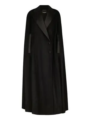 Dolce & Gabbana Single-breasted Wool And Cashmere Cape - Black