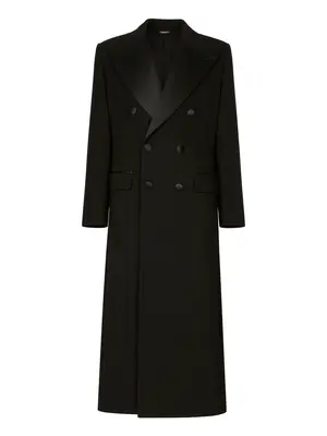 Dolce & Gabbana Double-breasted Stretch Wool Crepe Coat - Black