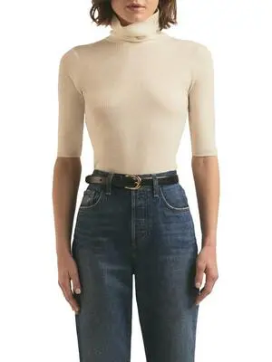 FAVORITE DAUGHTER The Amelia Merino Wool Turtleneck Top - Ivory