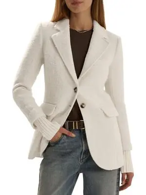 FAVORITE DAUGHTER The City Layered Tweed Blazer - White Boucle