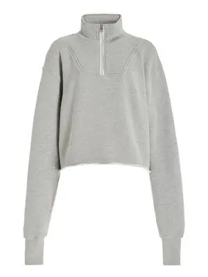 LES TIEN Haley Cropped Half-Zip Sweatshirt
