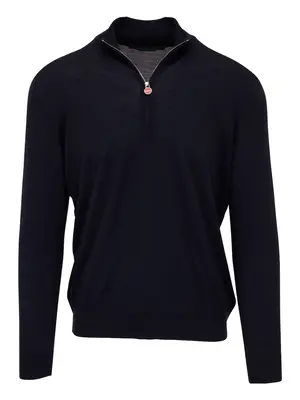 Kiton Half-zip Wool Jumper - Blue