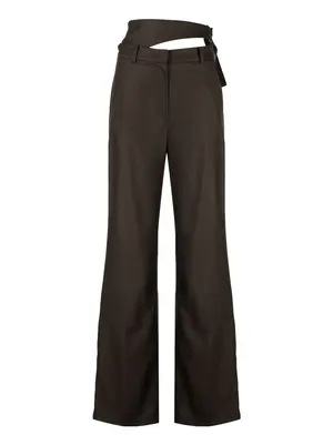 SYSTEM Cut-out Wool Tailored Trousers - Brown