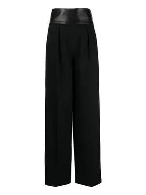SYSTEM High-waist Pleat-detailing Tailored Trousers - Black
