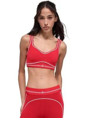 Alo Yoga Airbrush Heart Throb Bra - Bright Red/white