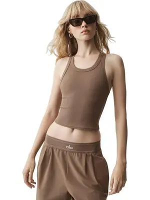 Alo Yoga ALO Goddess Ribbed Go-To Tank Top Java Brown