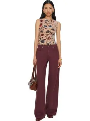 REFORMATION Cary Low Rise Wide Leg Jeans - Purple
