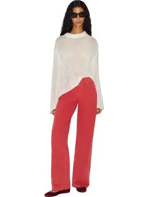 REFORMATION Cary Low Rise Wide Leg Jeans - Red