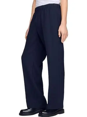 Sandro Wide Leg Trousers - Navy Blue