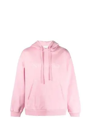 Nanushka Logo-embroidered Cotton Hoodie - Pink