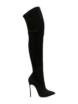 Casadei Blade 115mm Above-knee Suede Boots - Black