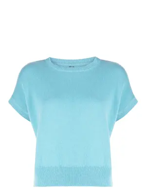 TEDDY CASHMERE Genova Sleeveless Cropped Cashmere Jumper - Blue