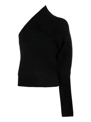 RICK OWENS One-Shoulder Ribbed-Knit Jumper