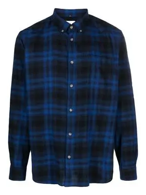 Woolrich Plaid-check Long-sleeve Cotton Shirt - Blue