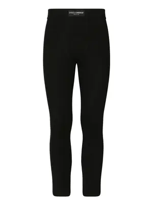 Dolce & Gabbana Logo-patch Cotton Leggings - Black