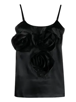 Comme Des Garçons Floral-appliqué Tank Top - Black