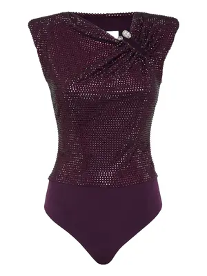 Philipp Plein Crystal-embellished Bodysuit - Purple