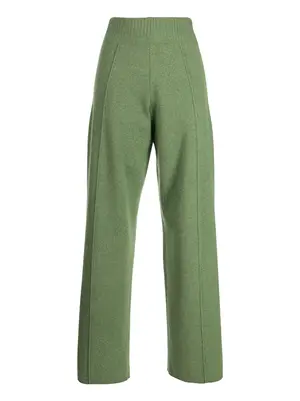 Pringle Of Scotland Elasticated Wool-cashmere Blend Trousers - Green